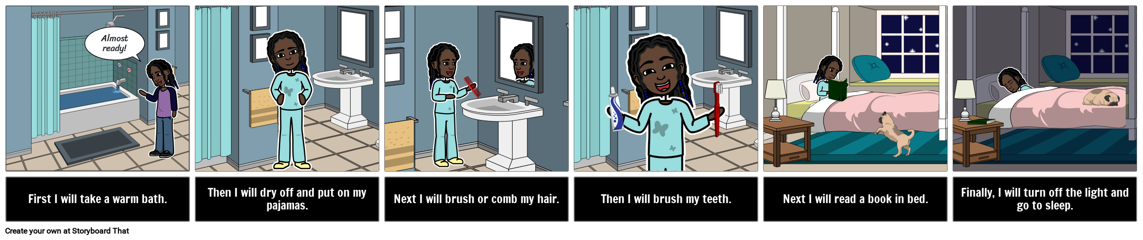 Night Routine Social Story Storyboard by lauren