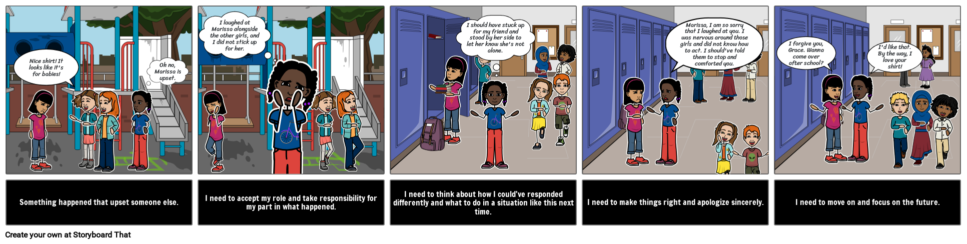 Apologizing Example Story SEL Activities Storyboard