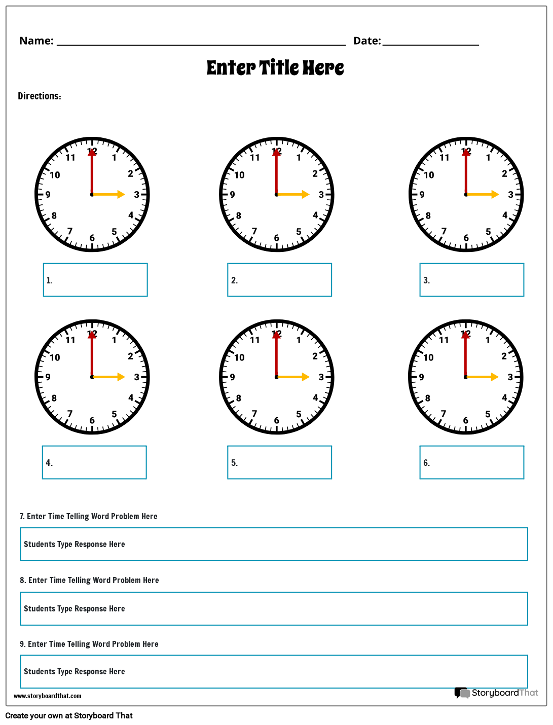 Telling Time Digital Worksheet Storyboard Por Lauren