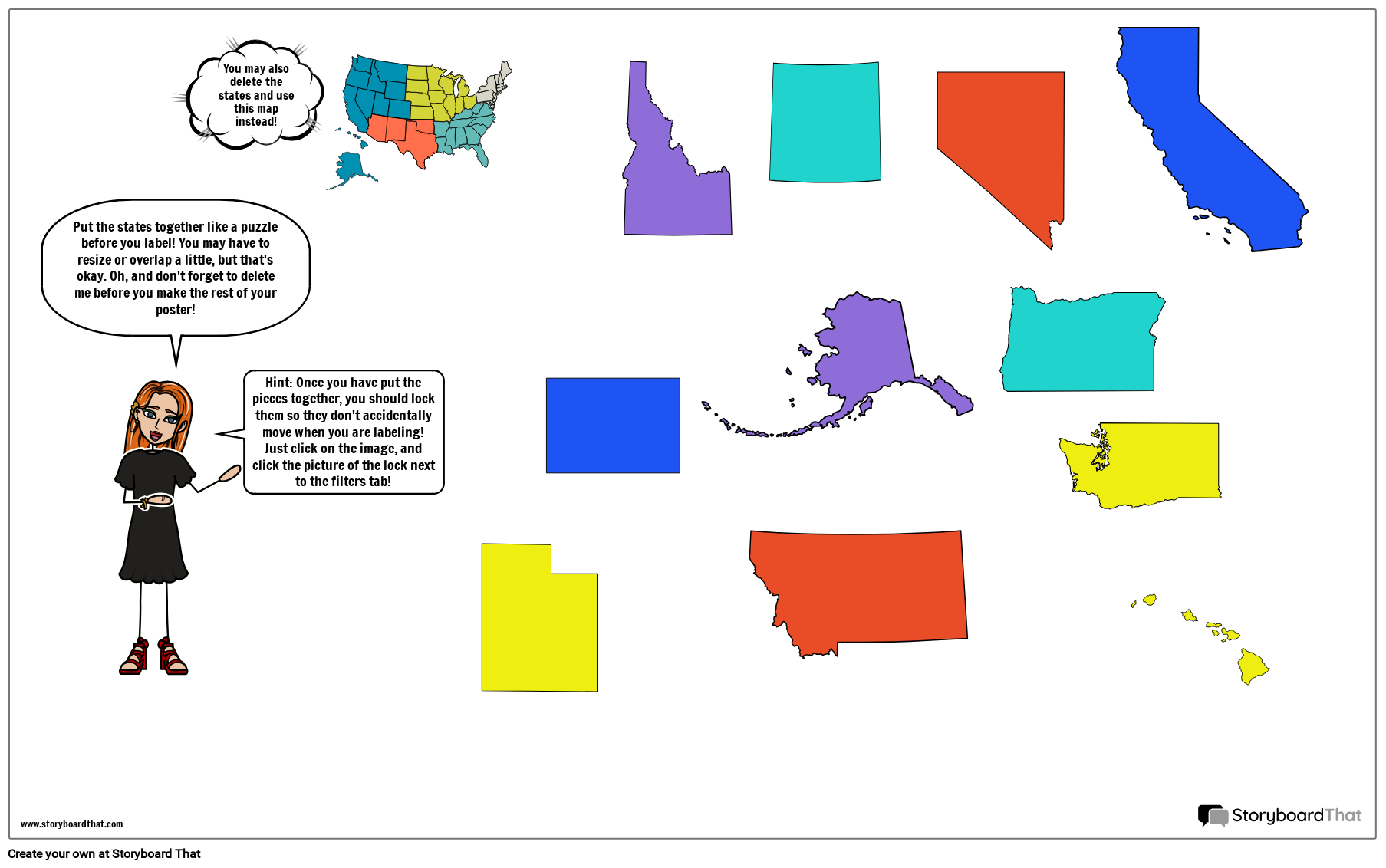 Western U.S. Printable Map Template Storyboard