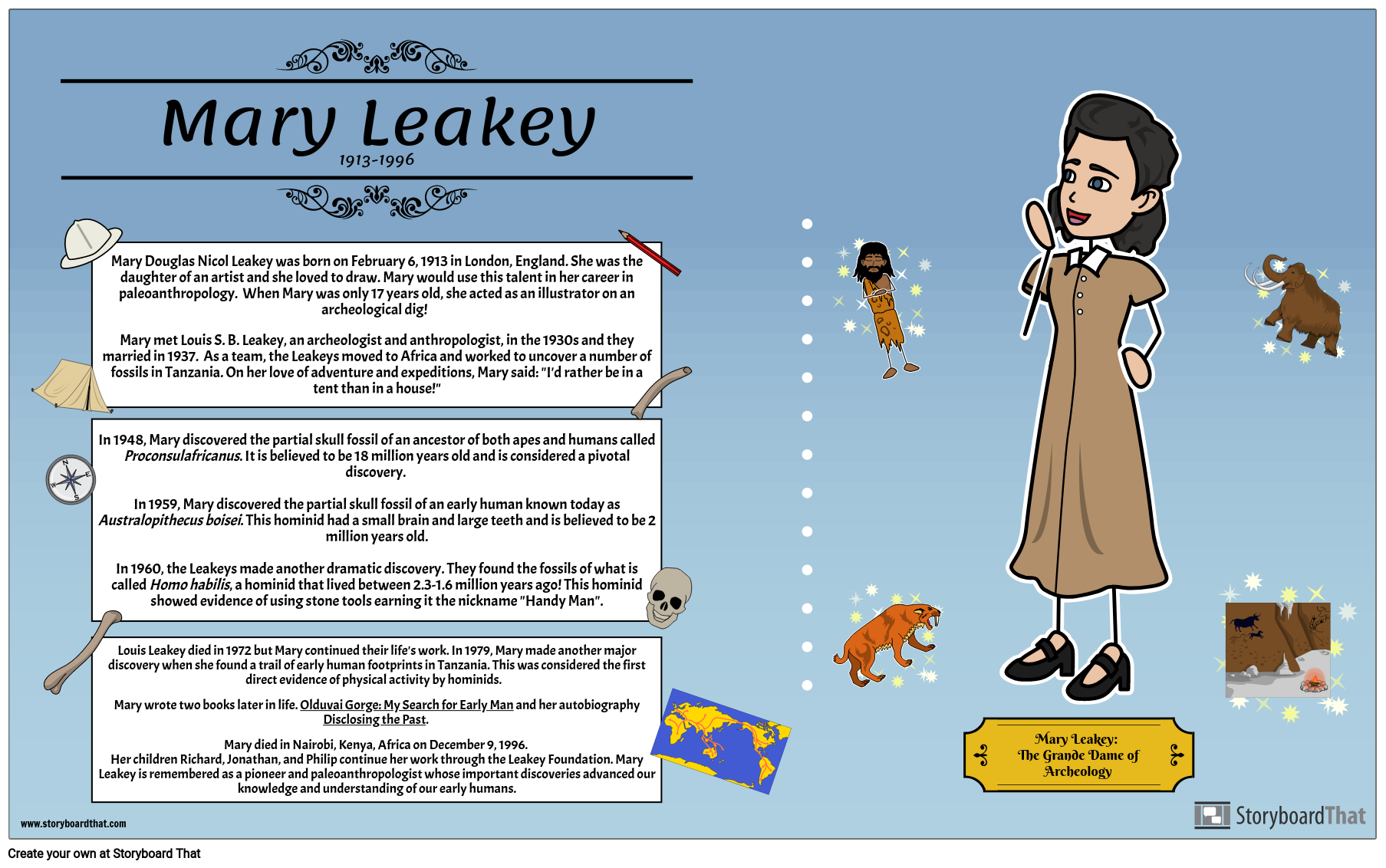 Early Humans Biography Storyboard by liane