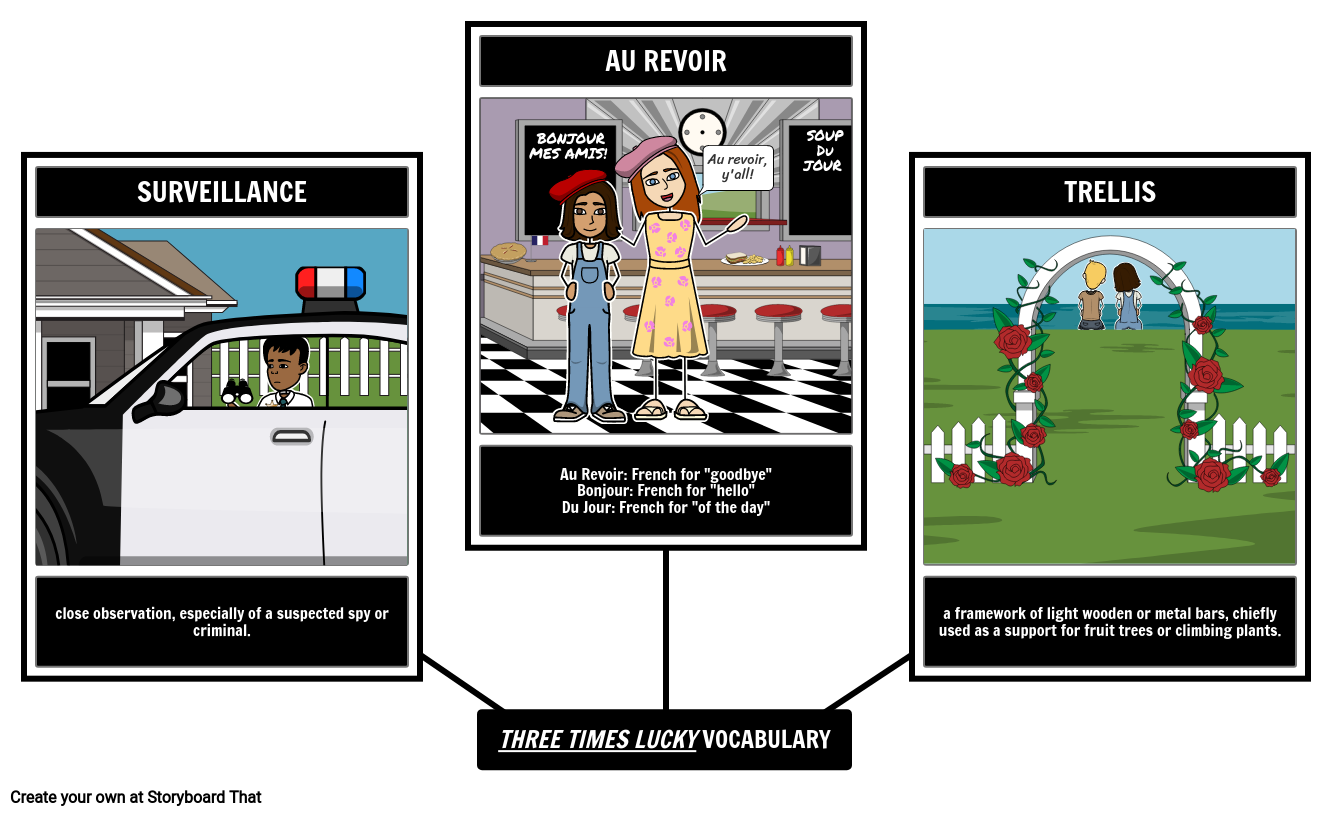 Three Times Lucky Vocabulary Terms Spider Map