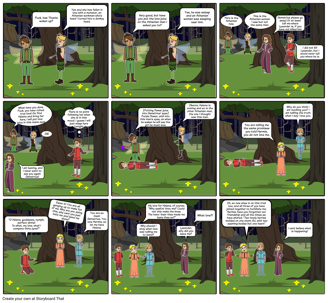 Act 3 Scene 2 Of A Midsummer Night s Dream Storyboard Act 3 Scene 2 Of A Midsummer Night s Dream Storyboard
