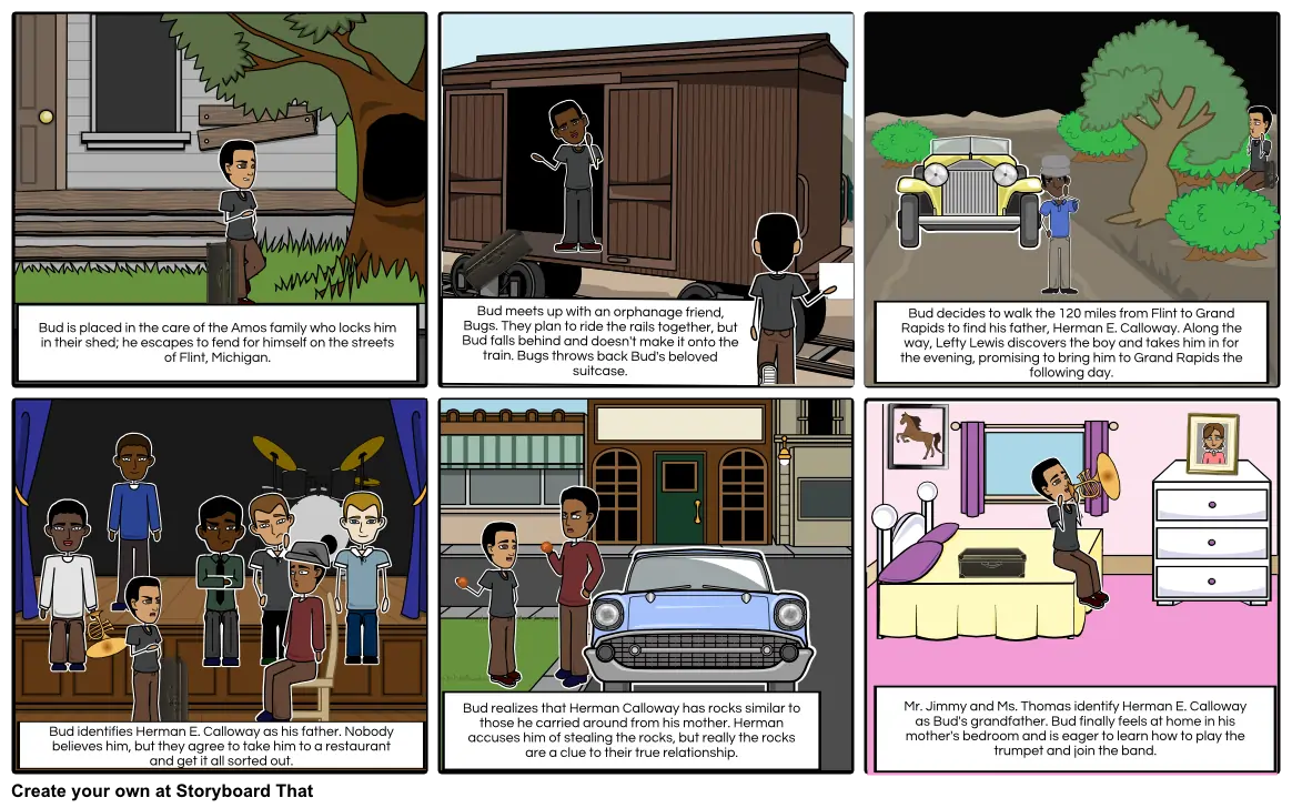 Bud Not Buddy Sequencing Storyboard Par Lizpteach
