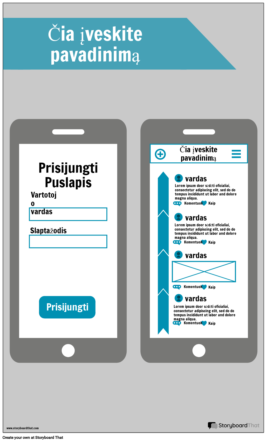 „Mobile Wireframe-2“ Siužetinės Linijos iki lt-examples