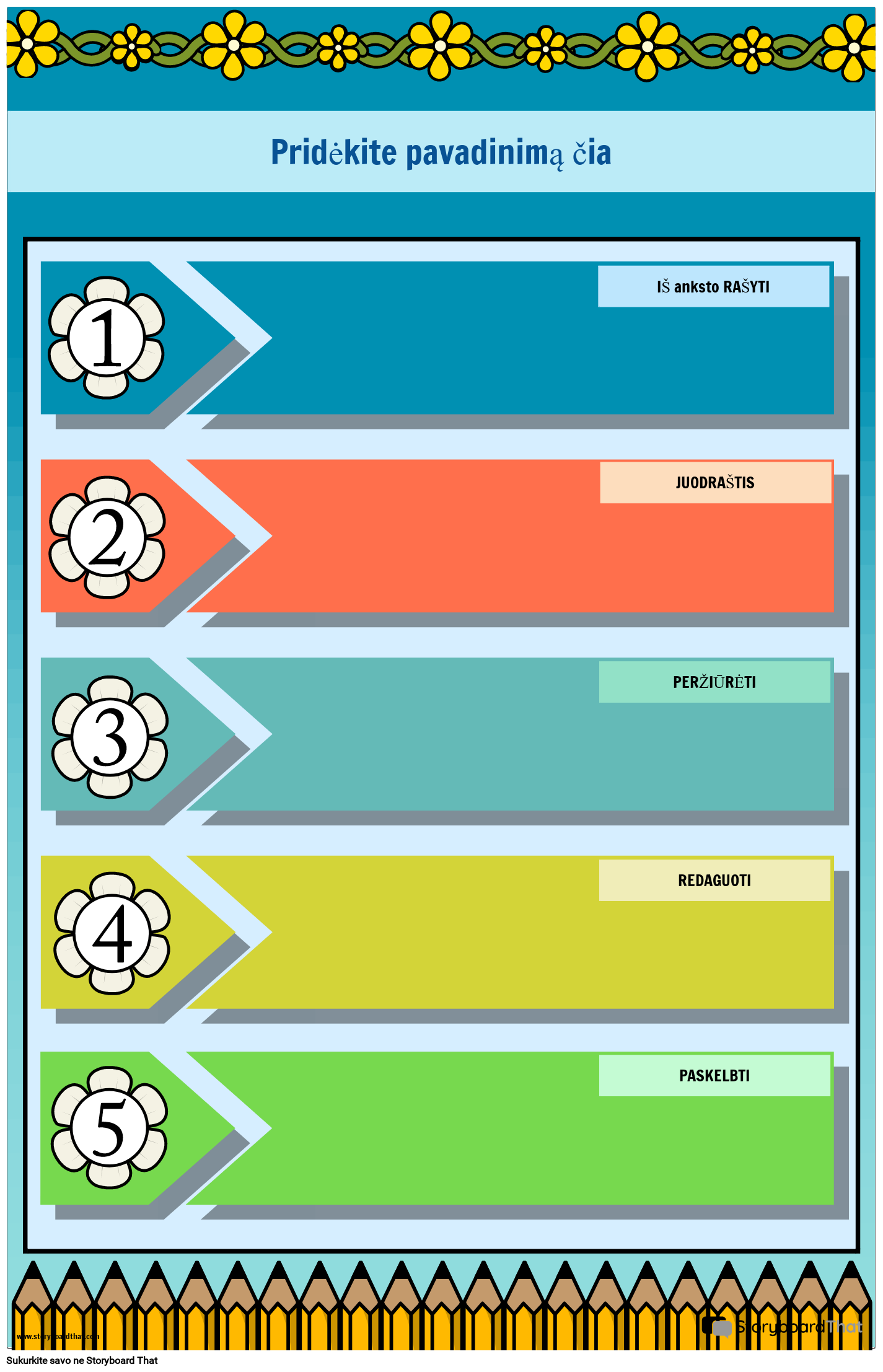 Gėlių Tematikos Rašymo Proceso Plakatas Storyboard