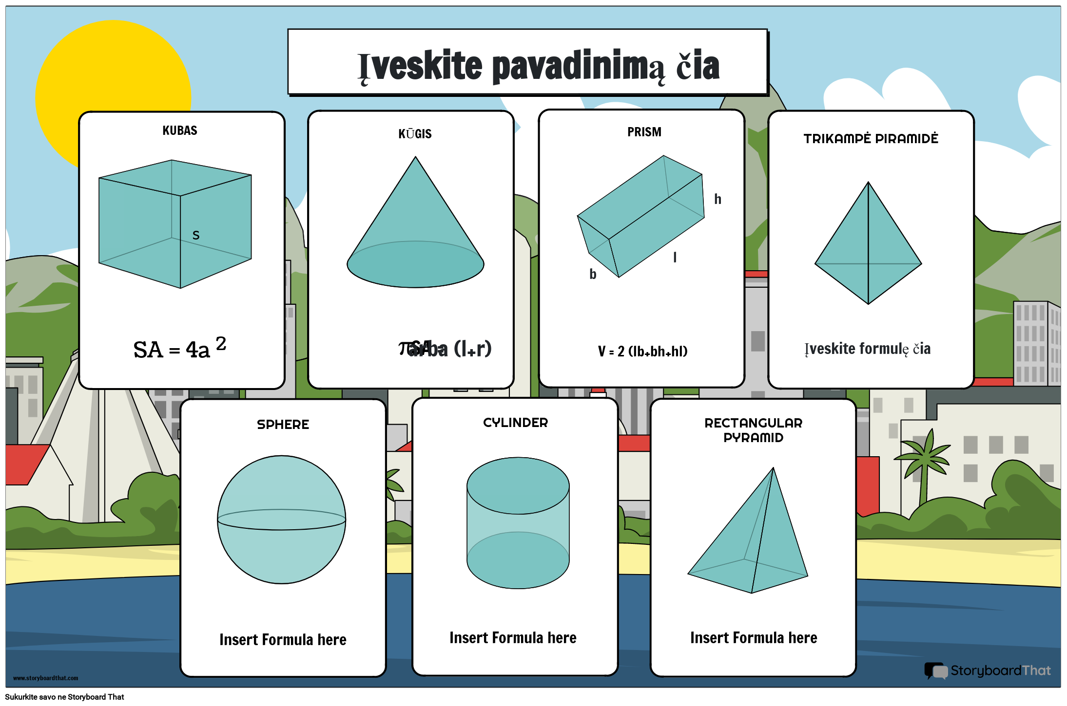 GAMTOS EŽERO TEMINIS PAVIRŠIAUS PLOTO FORMULĖS PLAKATAS