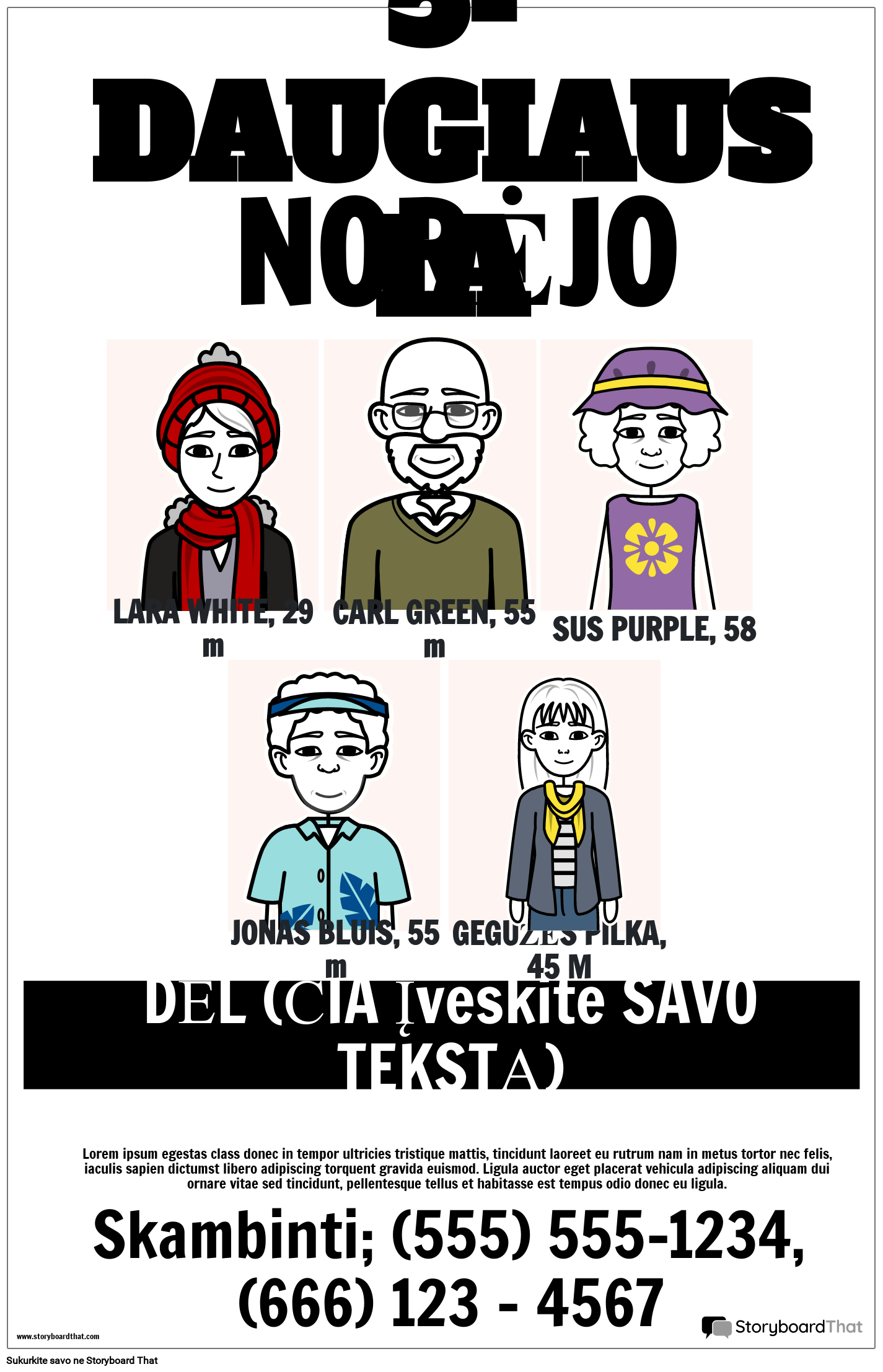 Ieškomas plakatas 5 įtariamiesiems Storyboard by lt-examples