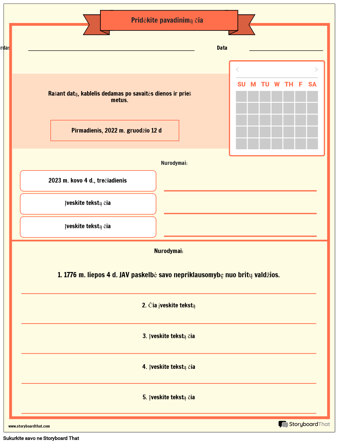 Kableliai Datų Darbalapyje Storyboard por lt-examples