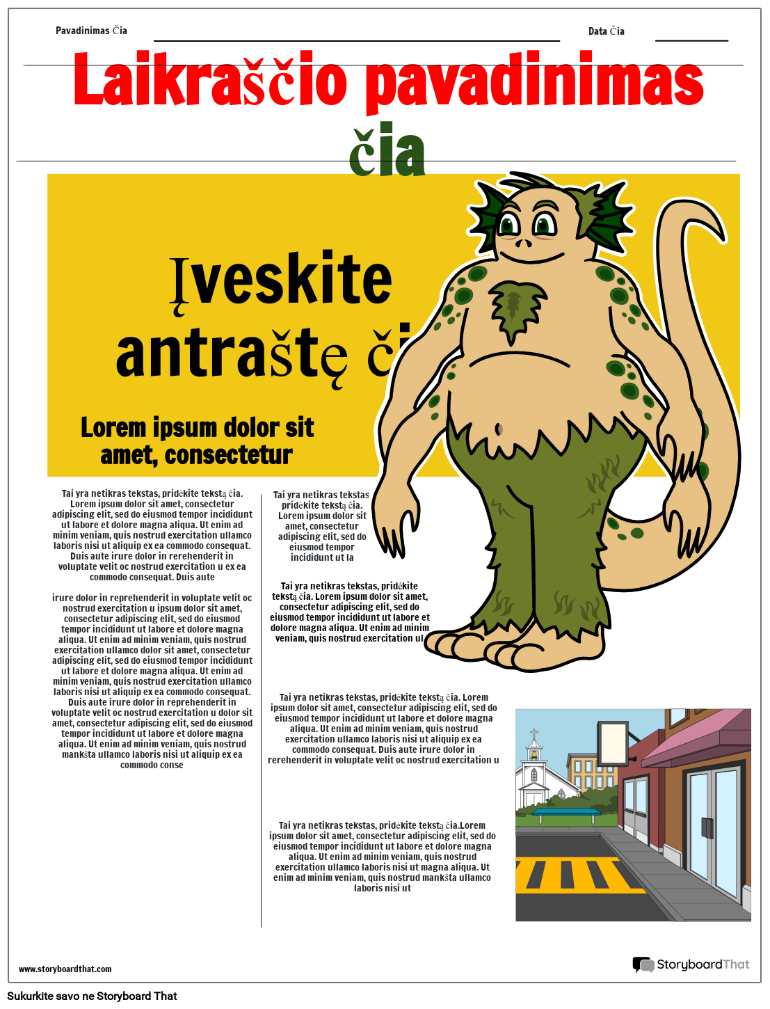 Laikraščio istorijos šablonas Storyboard par lt-examples