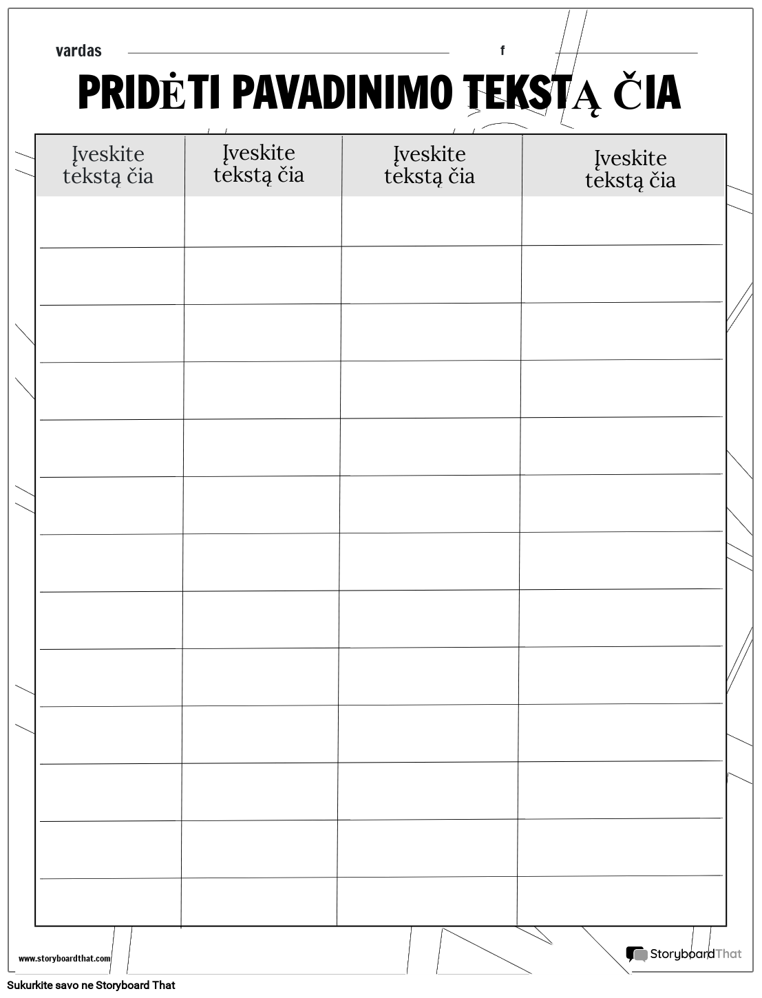 Lentelės darbalapis Storyboard por lt-examples