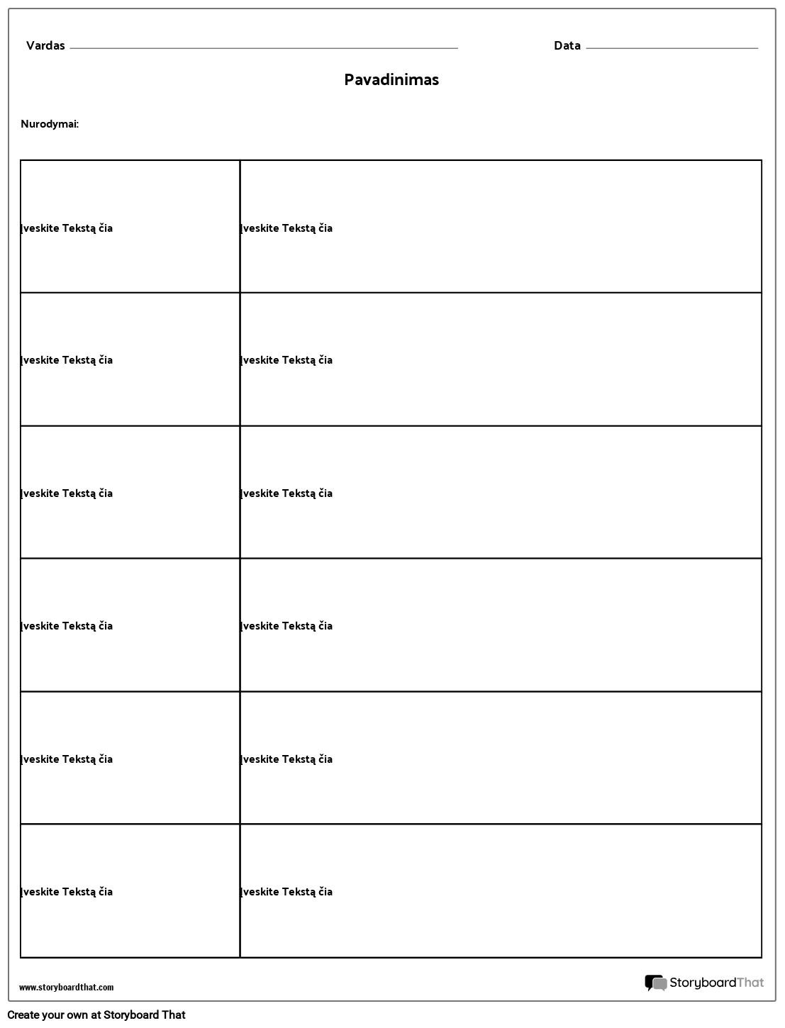Lentelės Šablonas 1 Storyboard por lt-examples