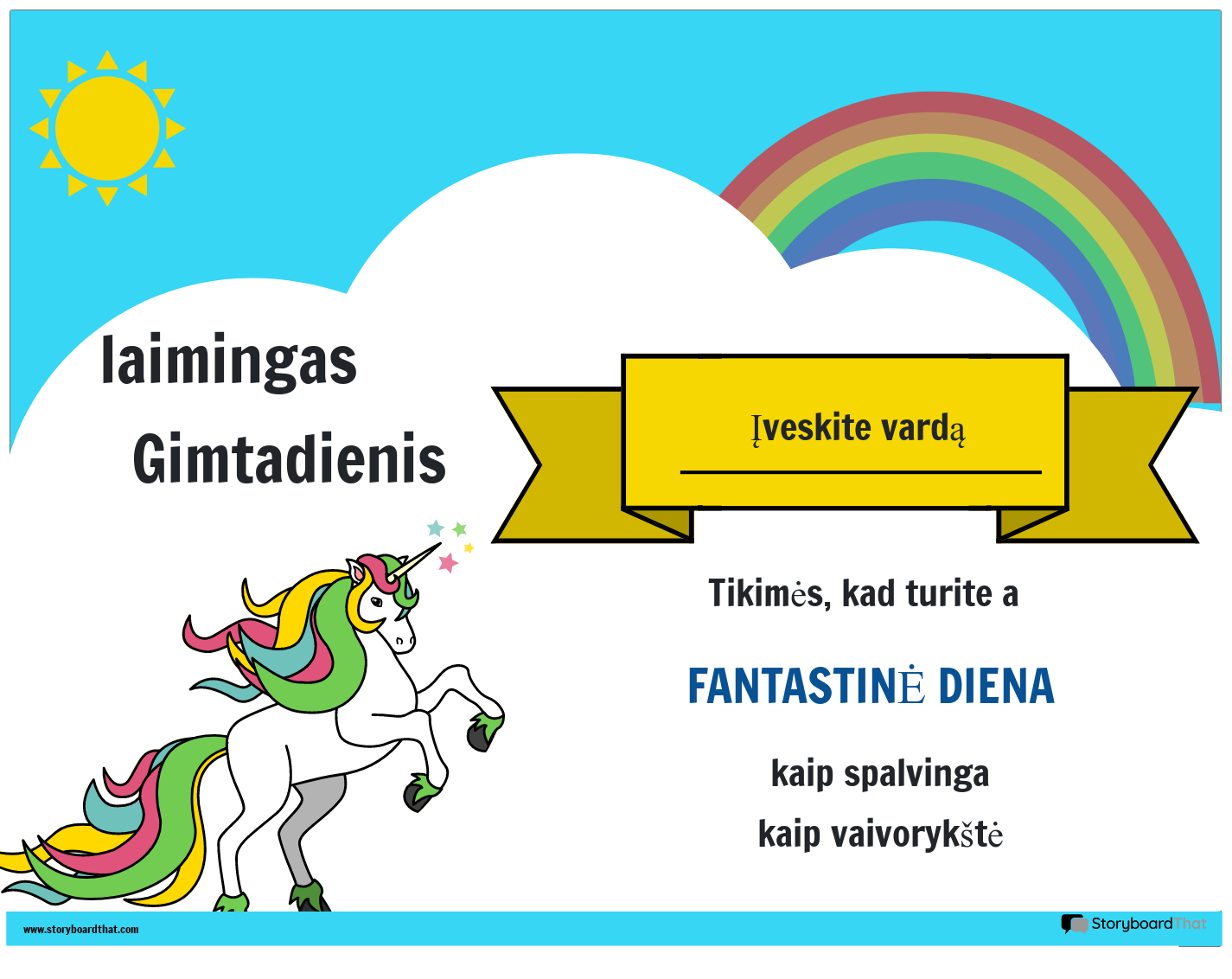 Linksmas gimtadienio pažymėjimas Storyboard by lt-examples