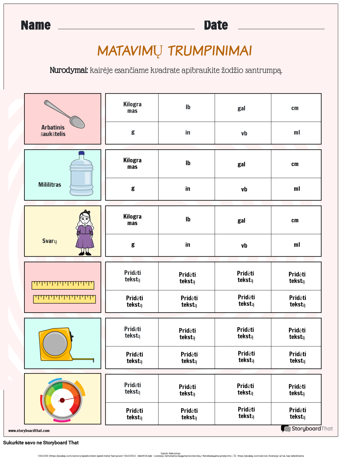 Matavimo Santrumpos Storyboard af lt-examples