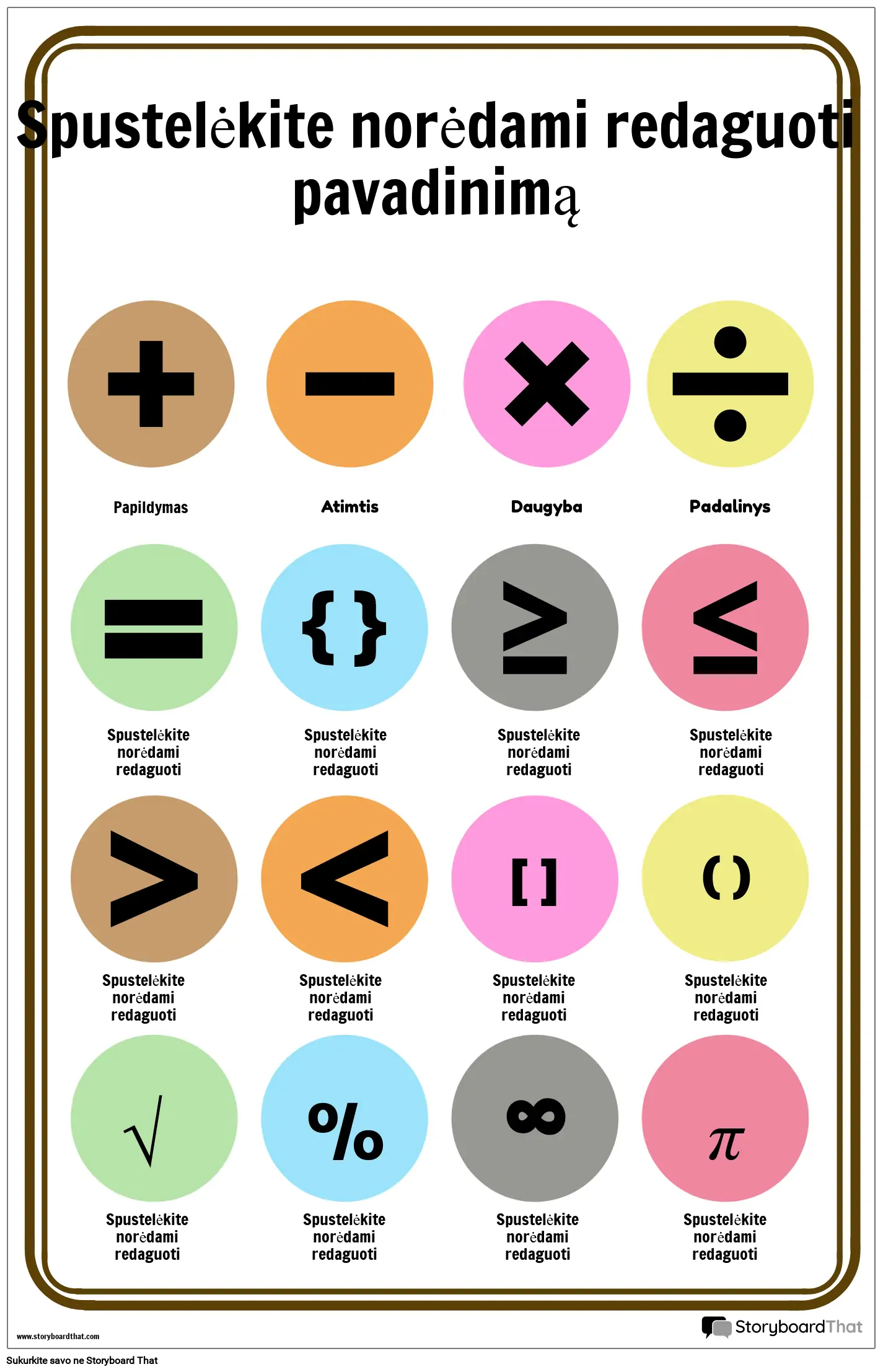 Minimalistinis Matematikos Simbolių Plakatas Storyboard