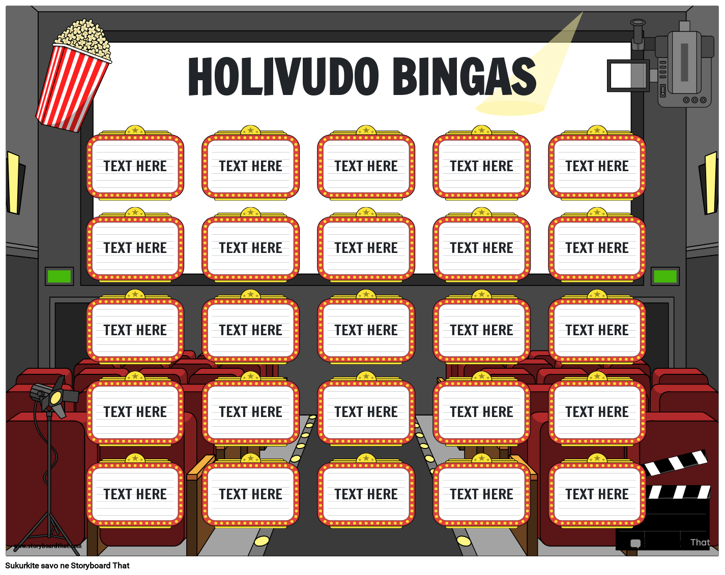 Movie Night Bingo Šablonas Storyboard par lt-examples