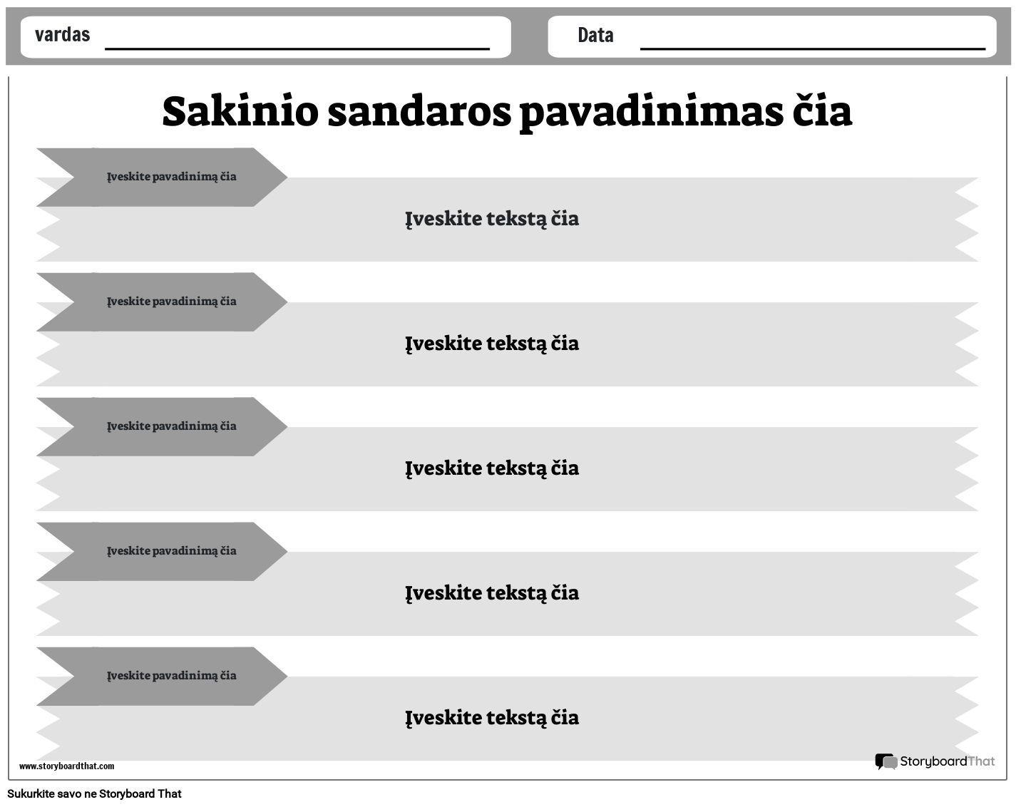 Naujas 3 puslapio sakinio struktūros kūrimo šablonas (juodai baltas)