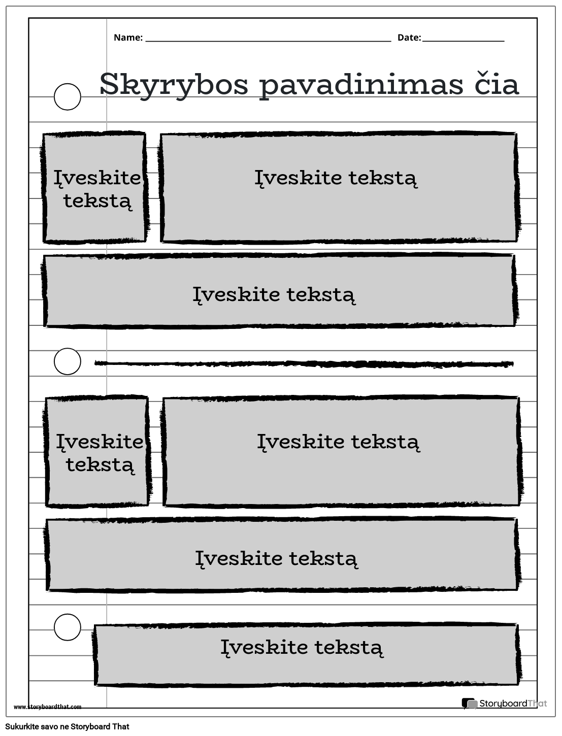 Naujas 3 puslapio skyrybos šablono kūrimo kūrimas (juodai baltas)