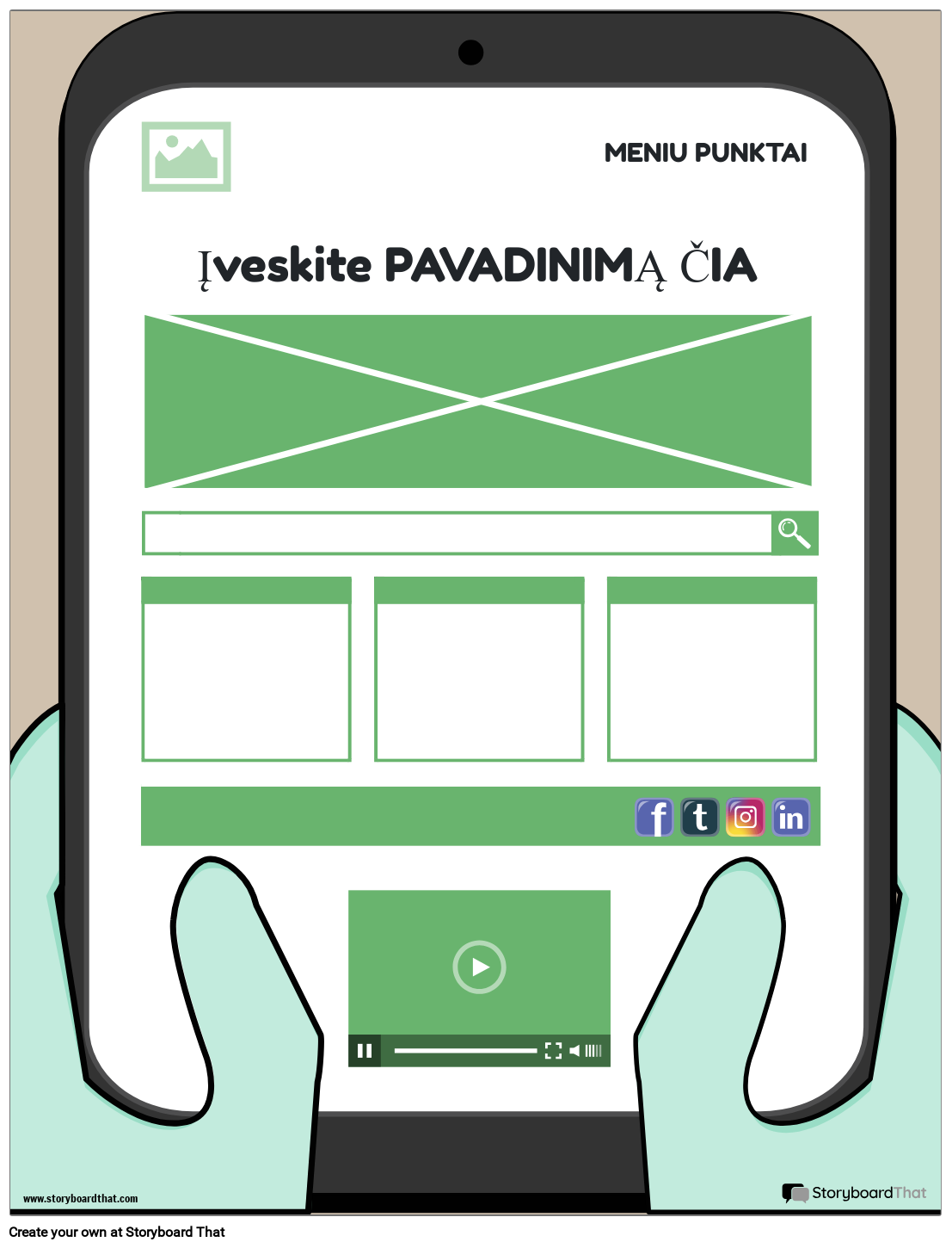 Pagrindinis Puslapis Wireframe 1 Storyboard por lt-examples