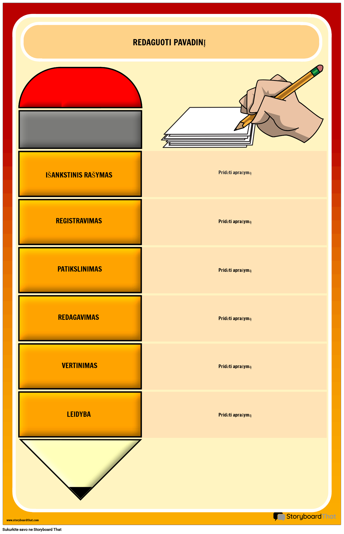 Pieštuko Tematikos Rašymo Proceso Plakatas Storyboard
