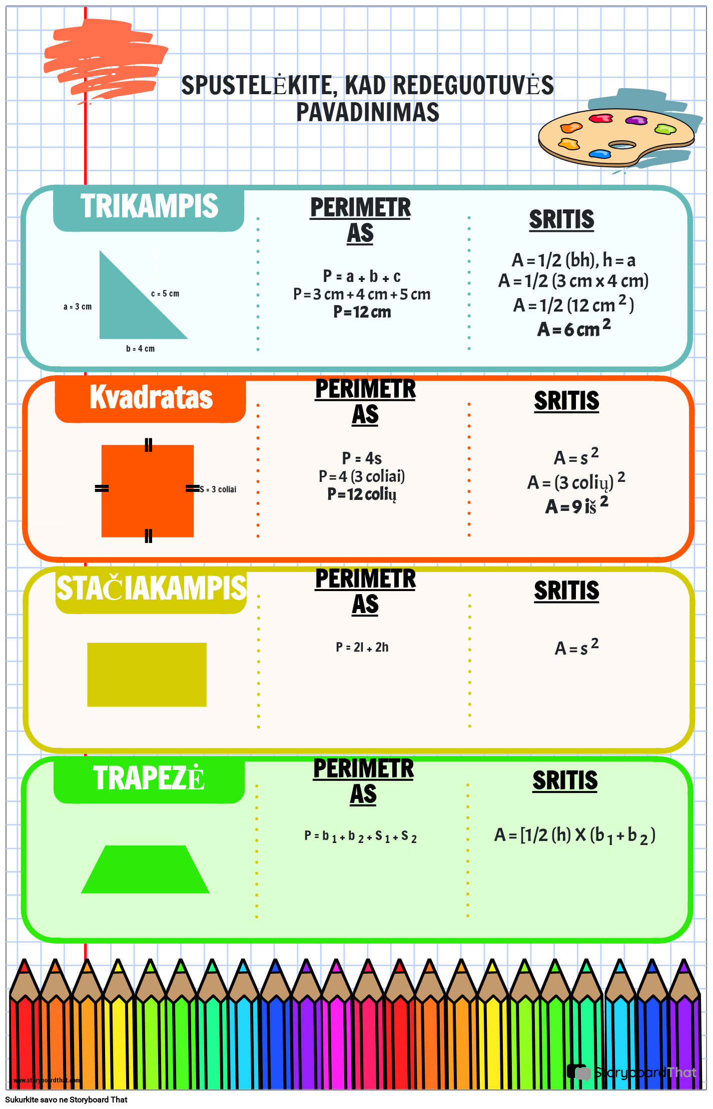 Plakatas Mokyklos Tema Ploto ir Perimetro Matavimo Vienetai