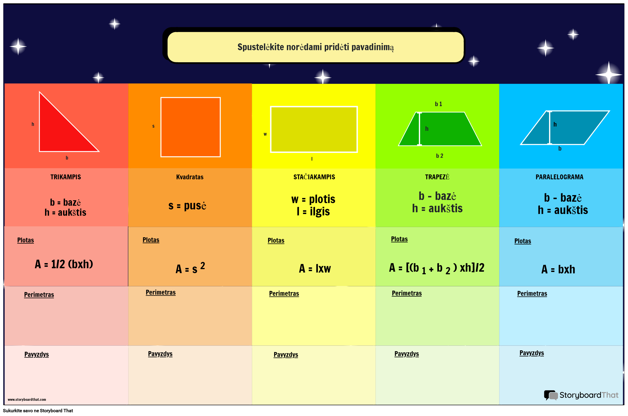 Plotas ir Perimetras Storyboard por lt-examples
