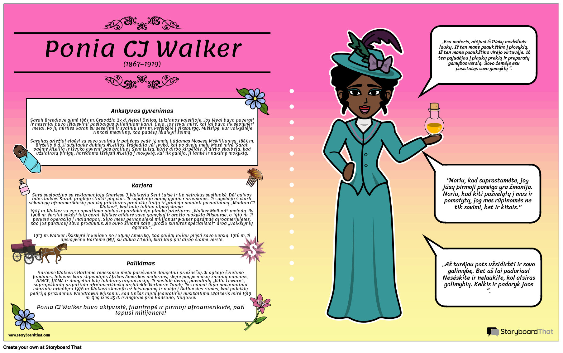 Ponia CJ Walker Bio Storyboard par lt-examples