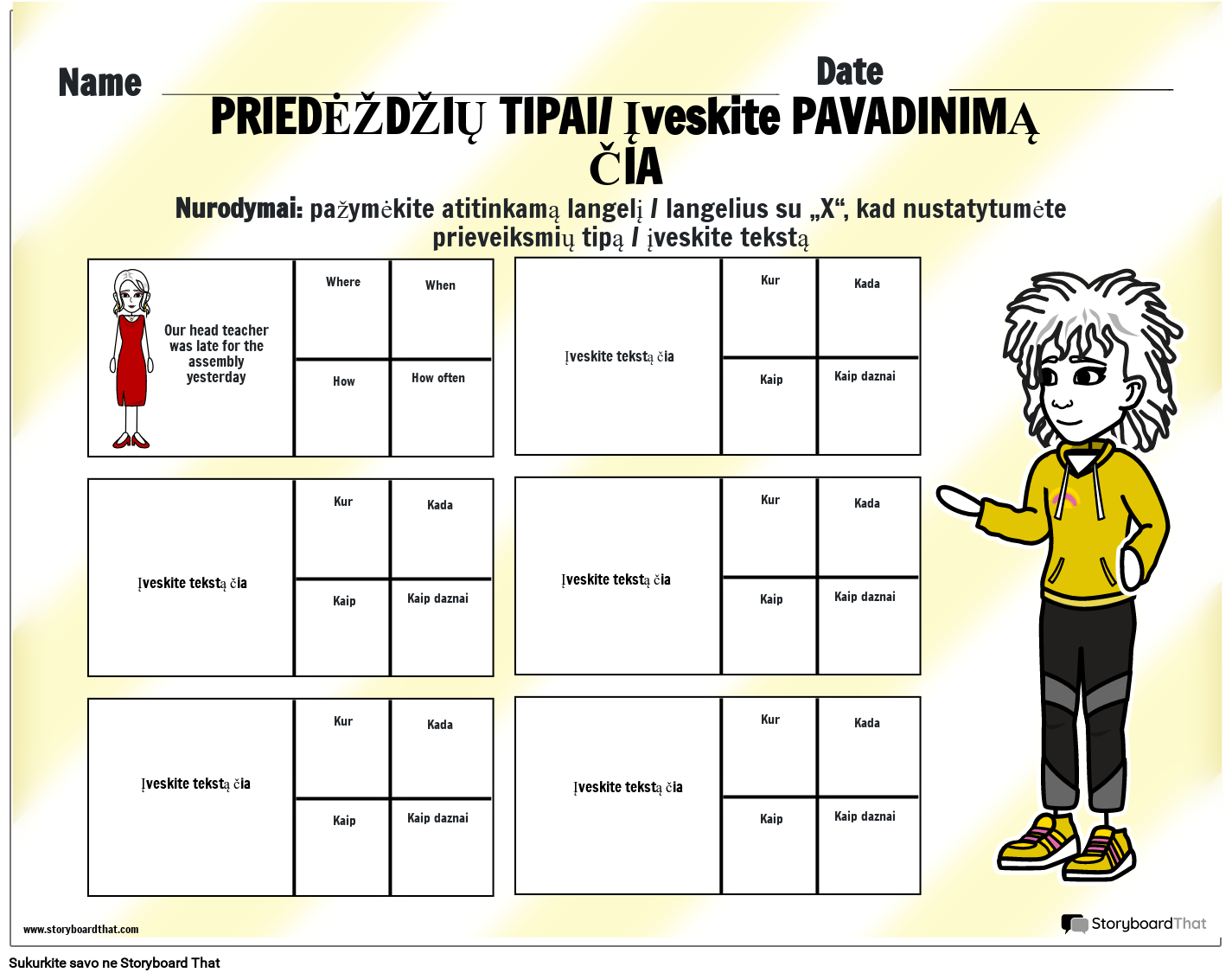 Prieveiksmių Darbo Lapų Tipai Storyboard por lt-examples