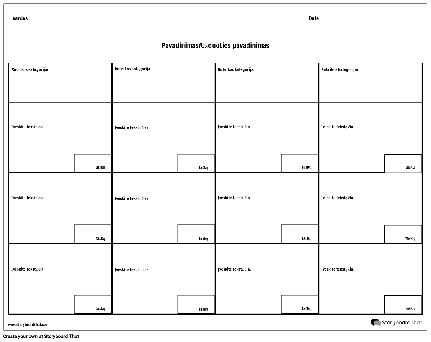 Rubrika – Standartinė Storyboard por lt-examples