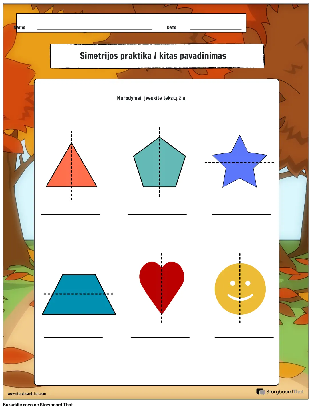 Rudens tematikos simetrijos darbalapis Storyboard