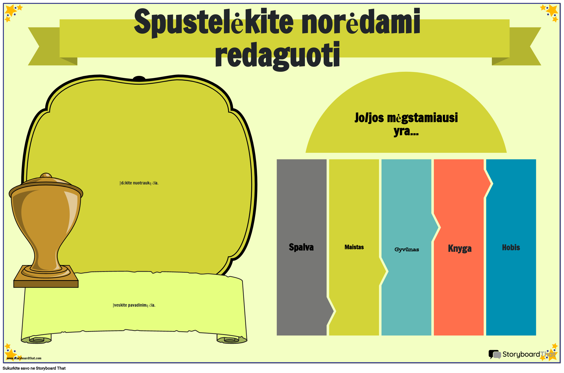 Savaitės studento plakatas su trofėjumi Storyboard