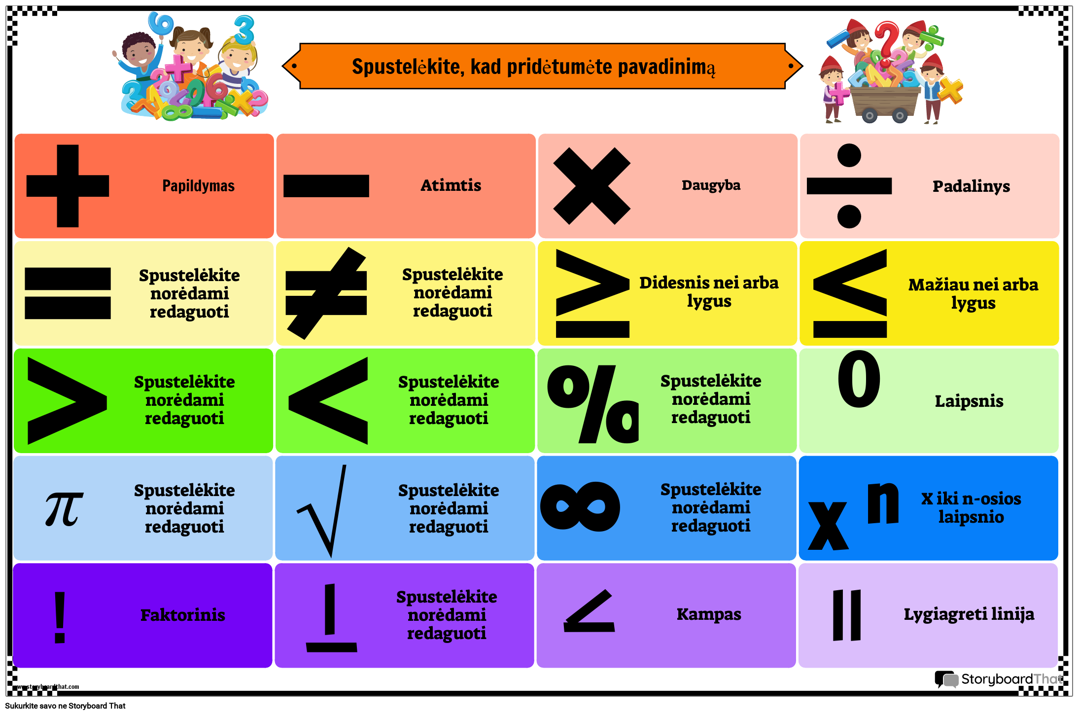 Spalvingas Matematikos Simbolių Plakatas Storyboard