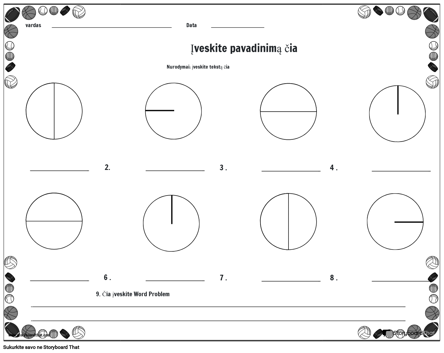 Sporto apskritimo plotas ir apimtis Storyboard