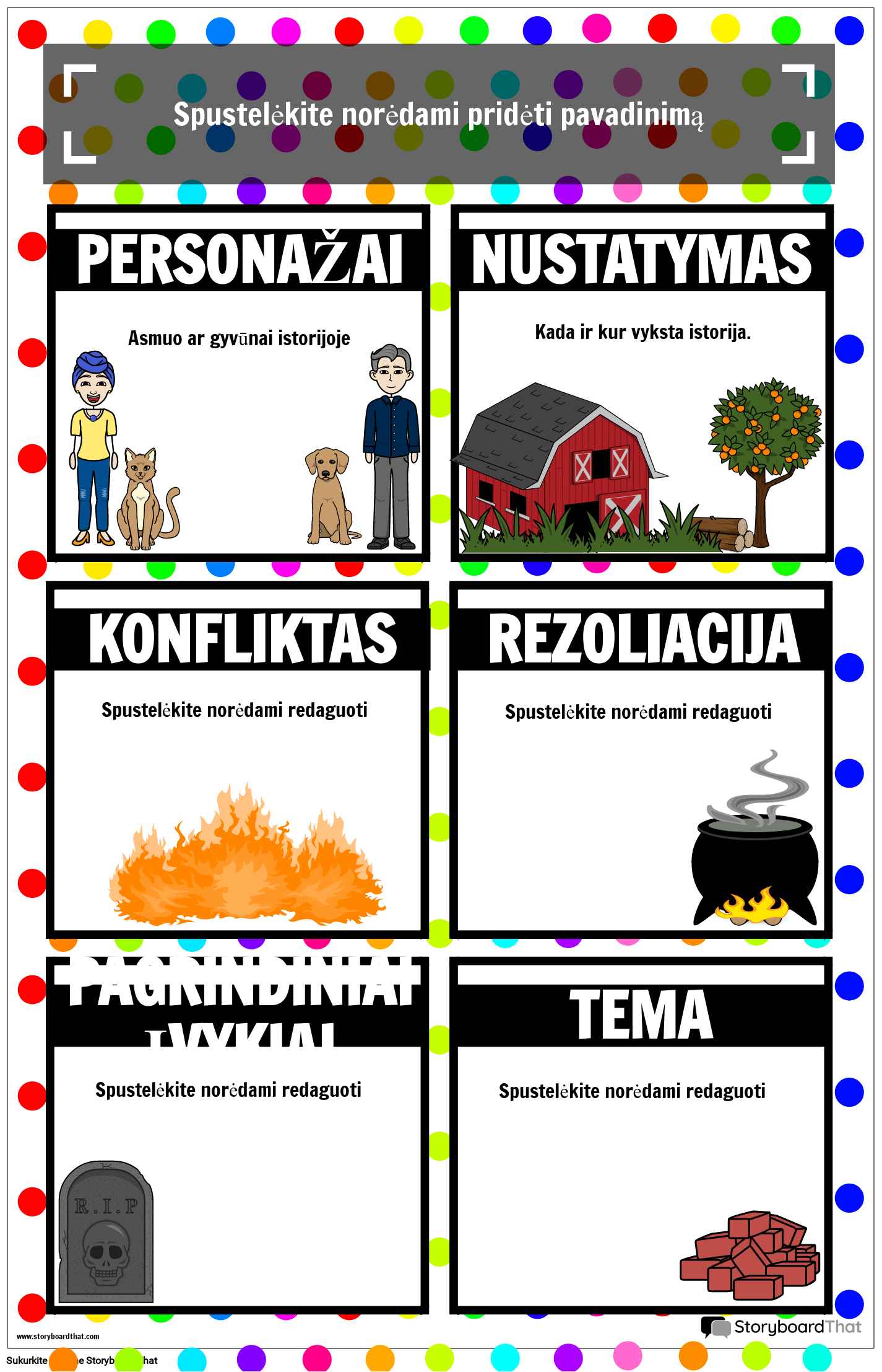 Taškinio Taško Tematikos Plakatas „Elements of a Story“.