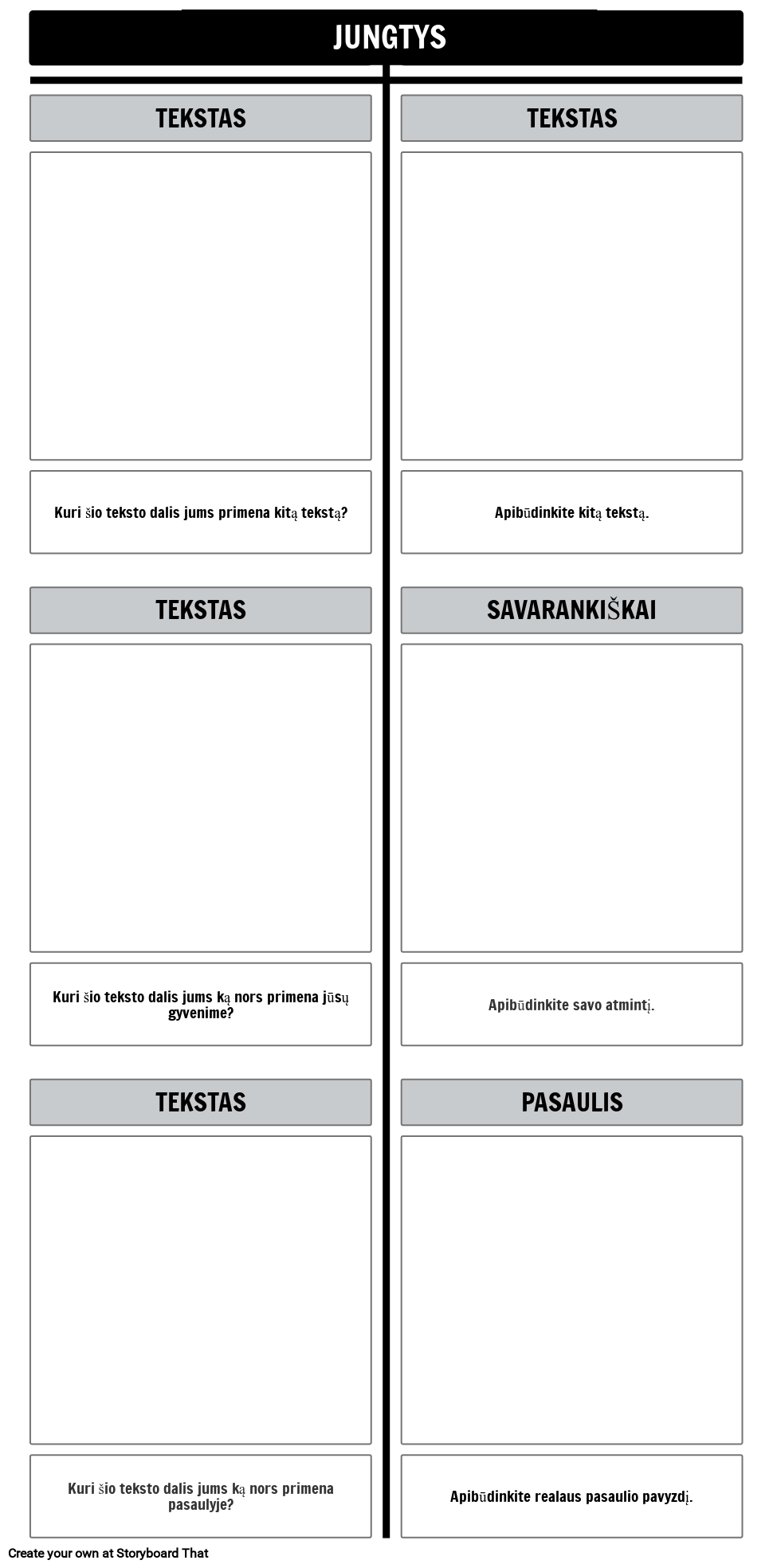 Teksto Jungtys T-diagramos Šablonas Storyboard