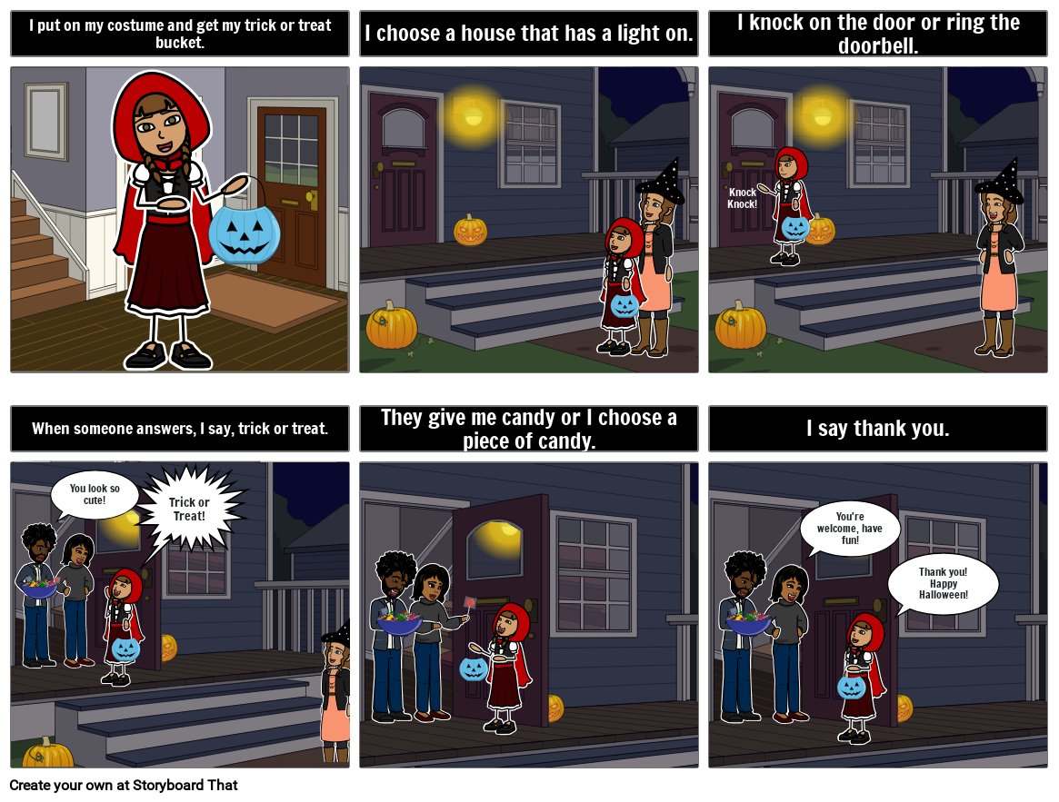 Trick or Treating Social Story Storyboard por lt-examples