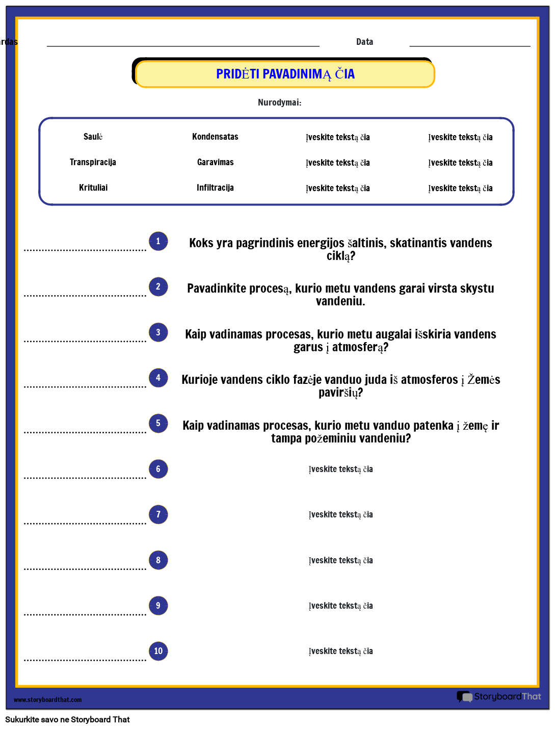 Vandens Dviračio Viktorina Storyboard par lt-examples