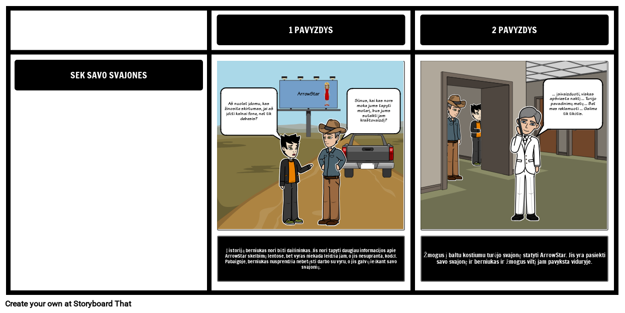 Ženklas Dailininkas - Tema Storyboard par lt-examples