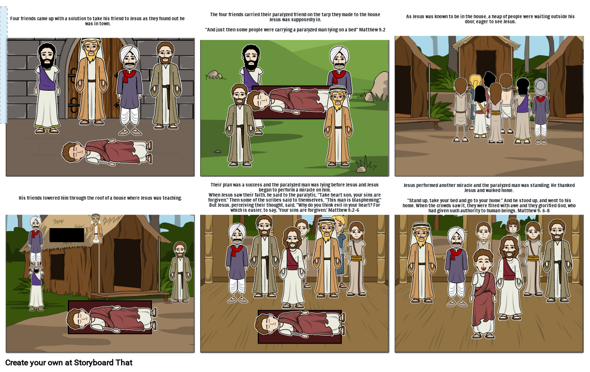 The Paralyzed Man and his Friends Storyboard by luwaina