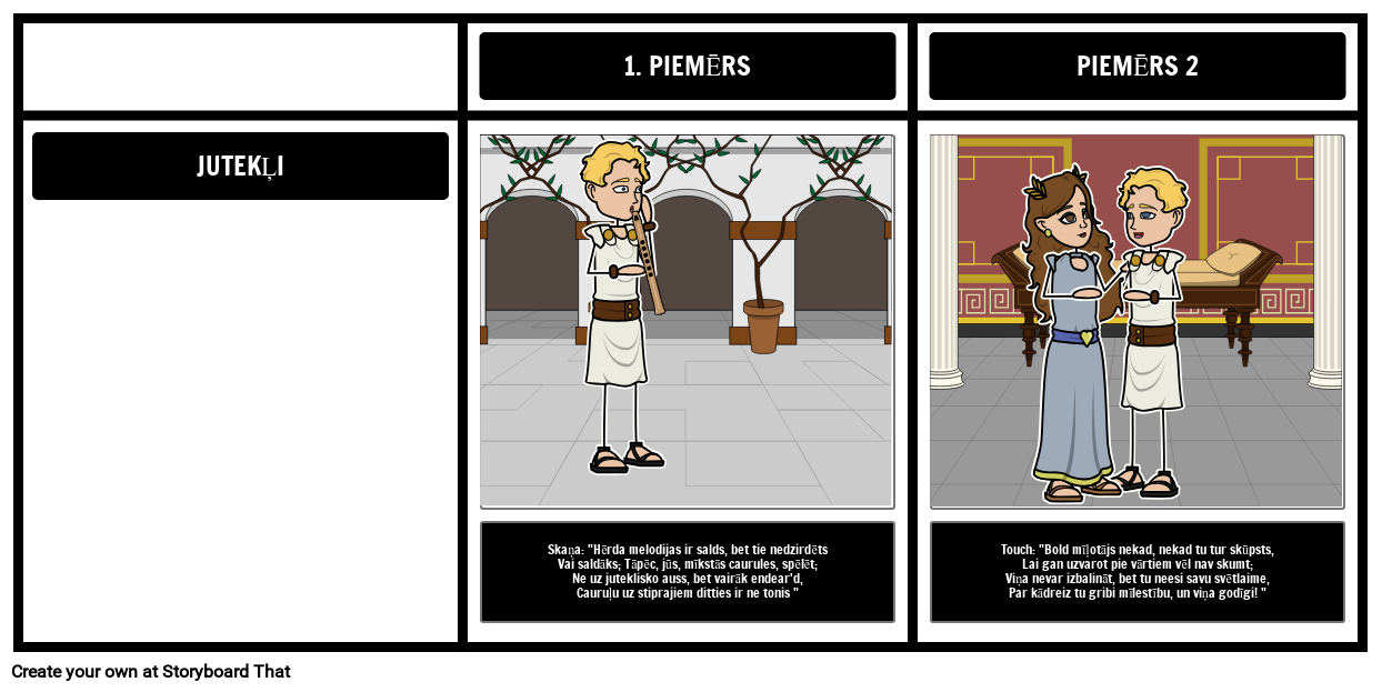 "Oda par Grieķu urnā" motīvi Storyboard par lv-examples