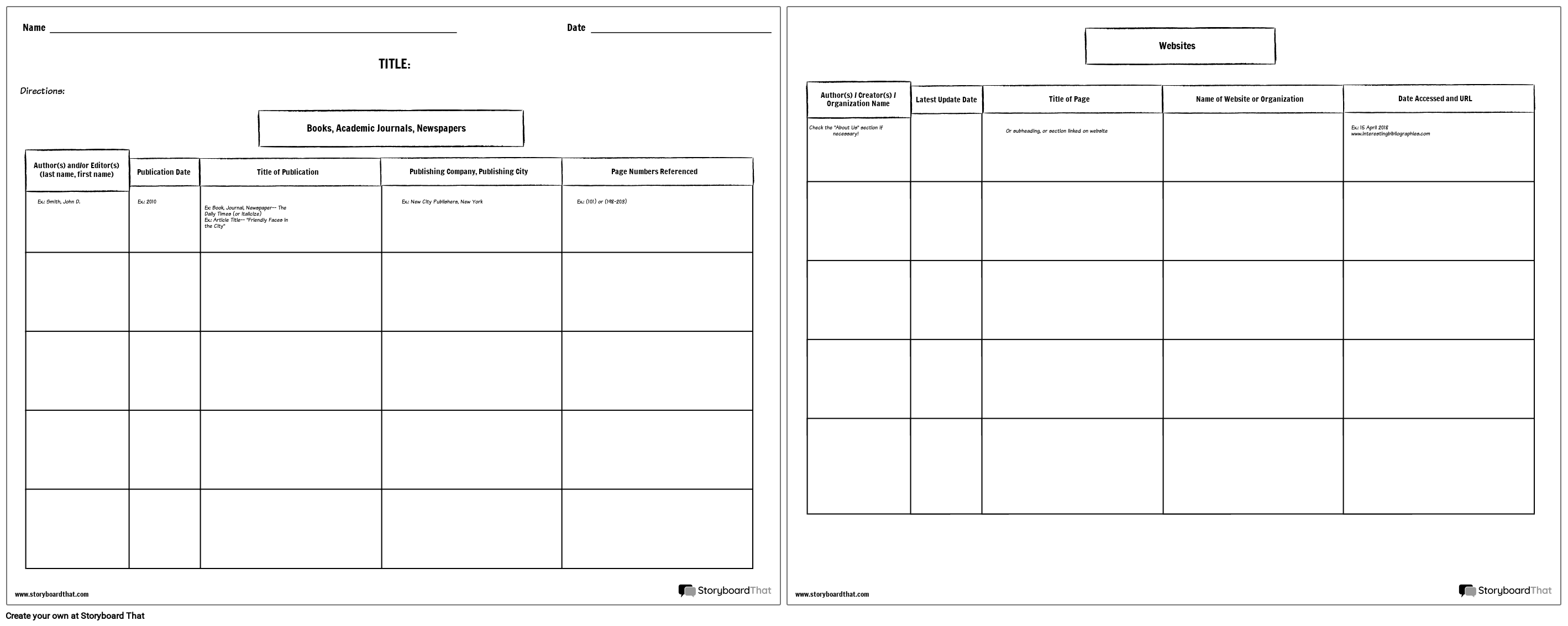 Bibliogrāfijas Tabula Storyboard por lv-examples