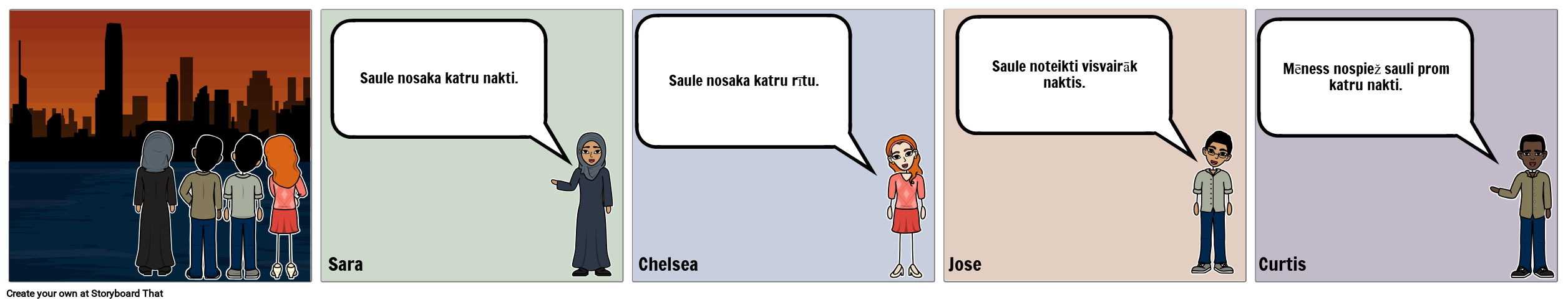 Discussion Montāžas - ES - Sunset Storyboard par lv-examples