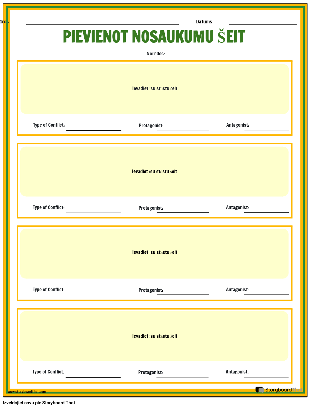 Konfliktu Veidi Darblapas Veidne Storyboard by lv-examples