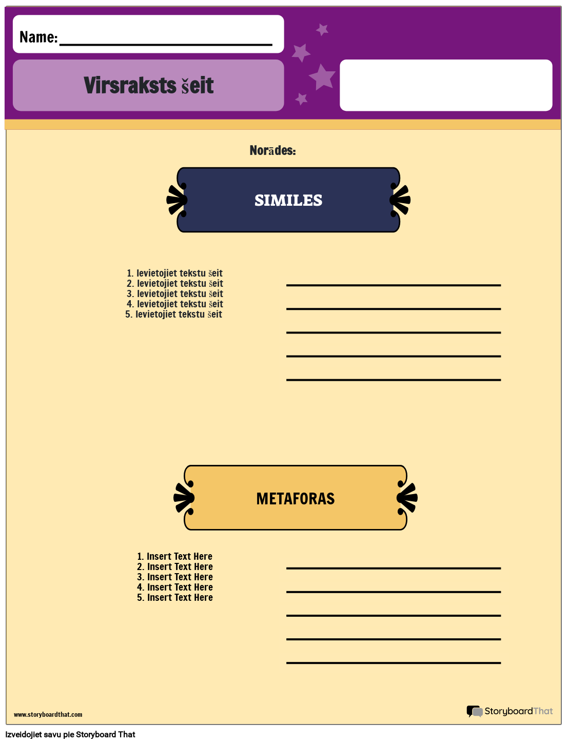 Līdzību un Metaforu Ģenerēšana Storyboard par lv-examples