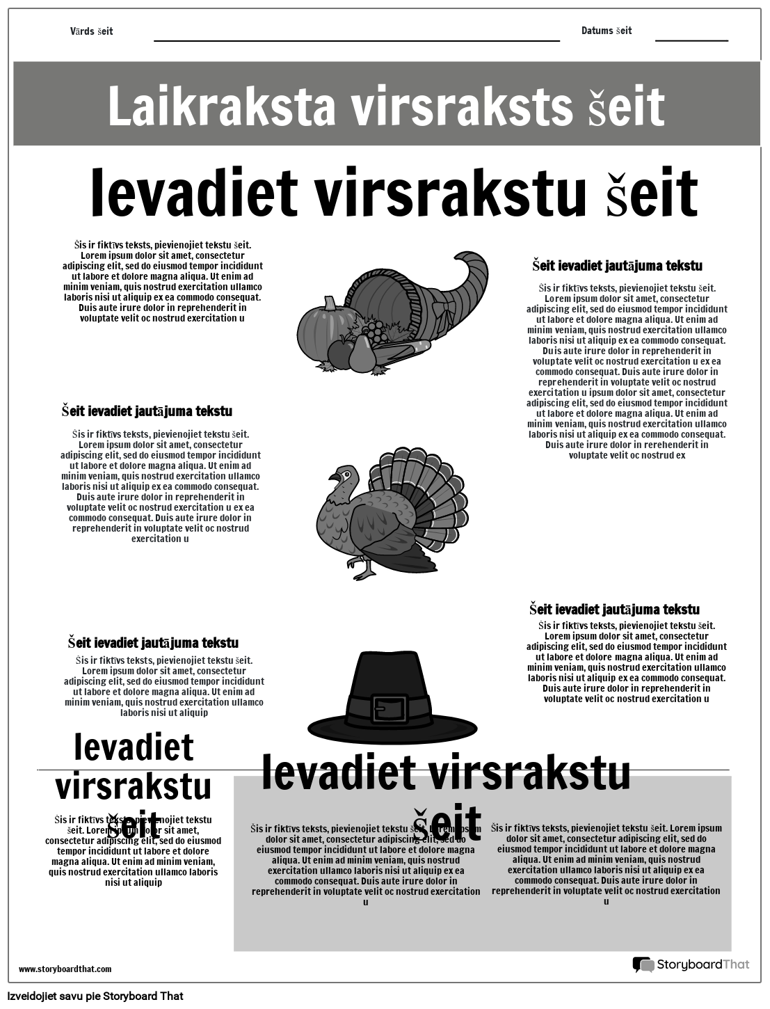 Laikraksta intervijas raksts Template Grey Storyboard