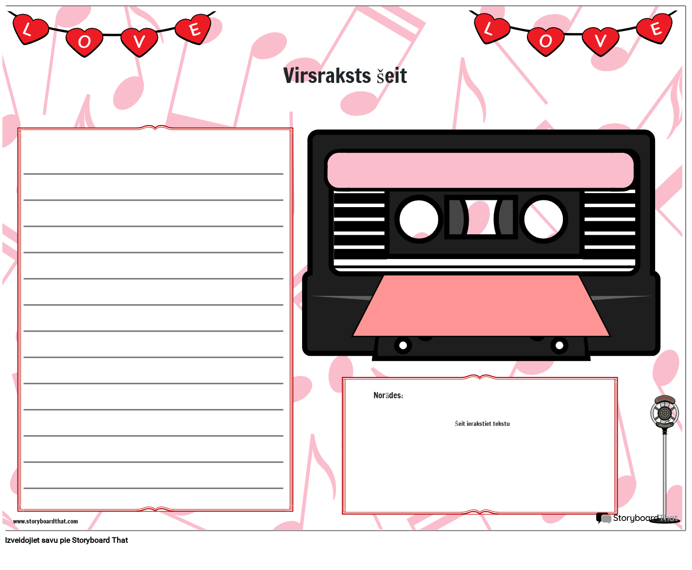Mīlestības Dziesmu Atskaņošanas Saraksts Storyboard