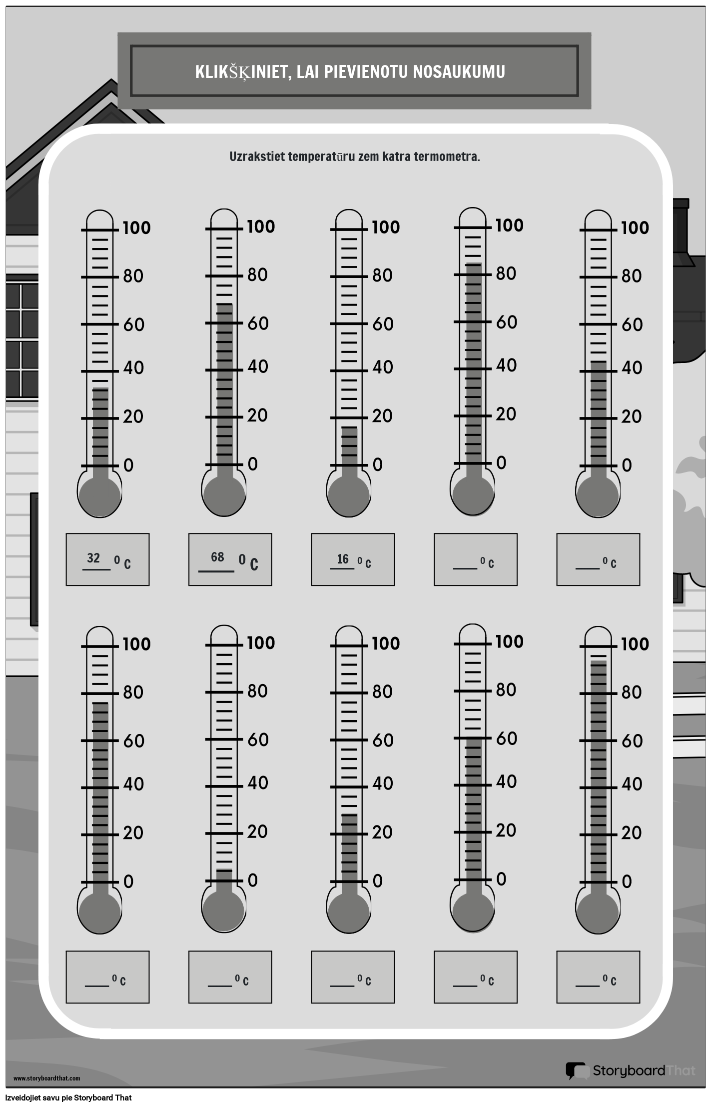 MĒRVIENĪBAS - TEMPERATŪRAS PLAKĀTS AR TERMOMETRIEM