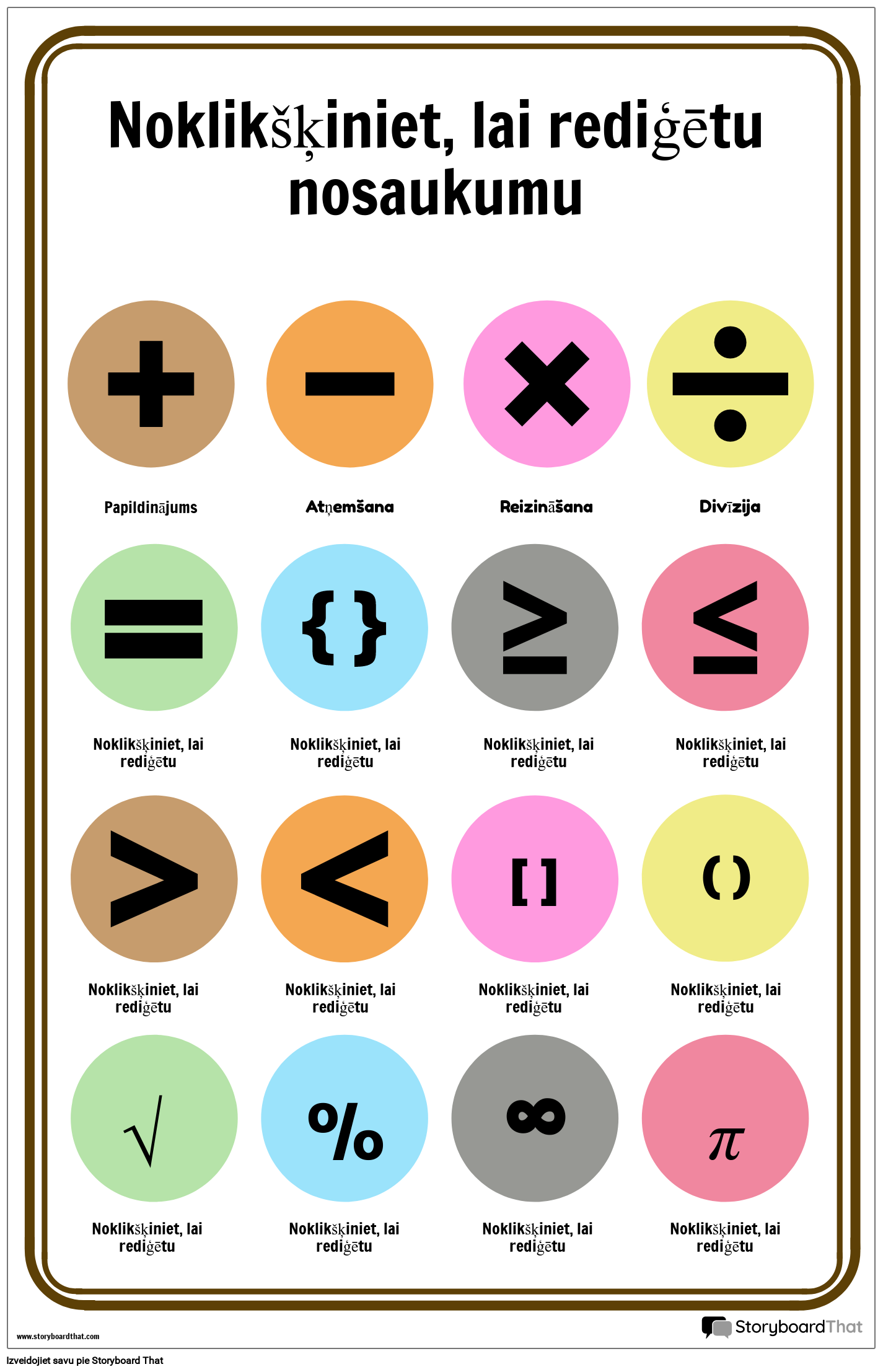 Minimālisma Matemātikas Simbolu Plakāts Storyboard