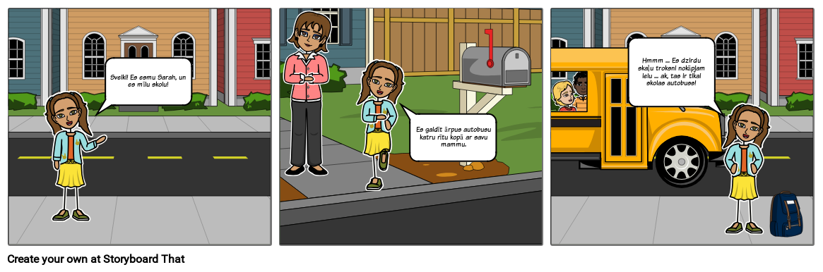 Sarah Rides Bus Sociālo Story Storyboard por lv-examples