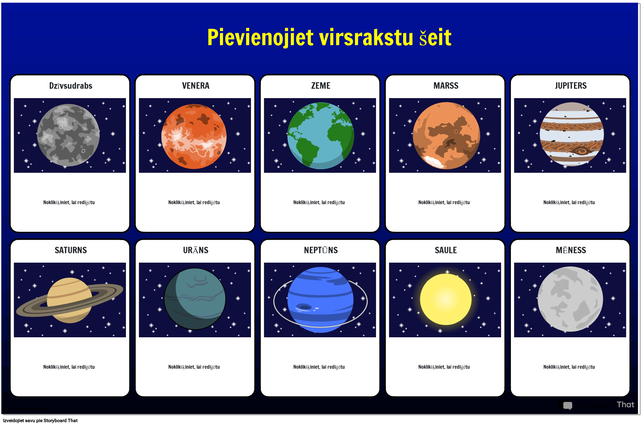 Saules Sistēmas Bezmaksas Drukājams Plakāts Storyboard